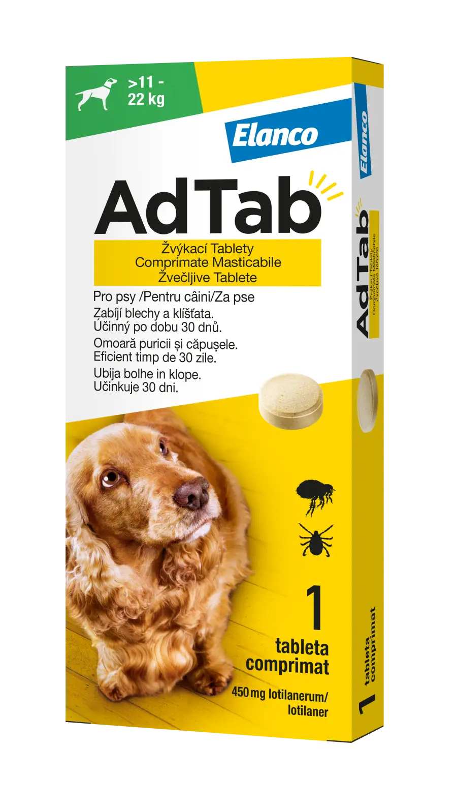 AdTab 450mg žvýkací tablety pro psy >11-22kg 1 ks | Alphega.cz