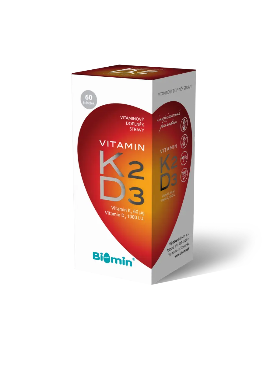 Biomin Vitamin K2+D3 1000 I.U. 60 kapslí | Alphega.cz