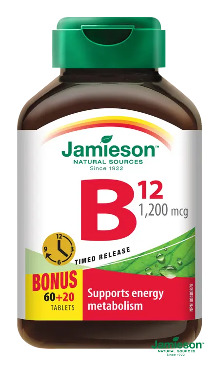 Jamieson Vitamín B12 1200mcg s postupným uvolňováním 80 tablet | Alphega.cz